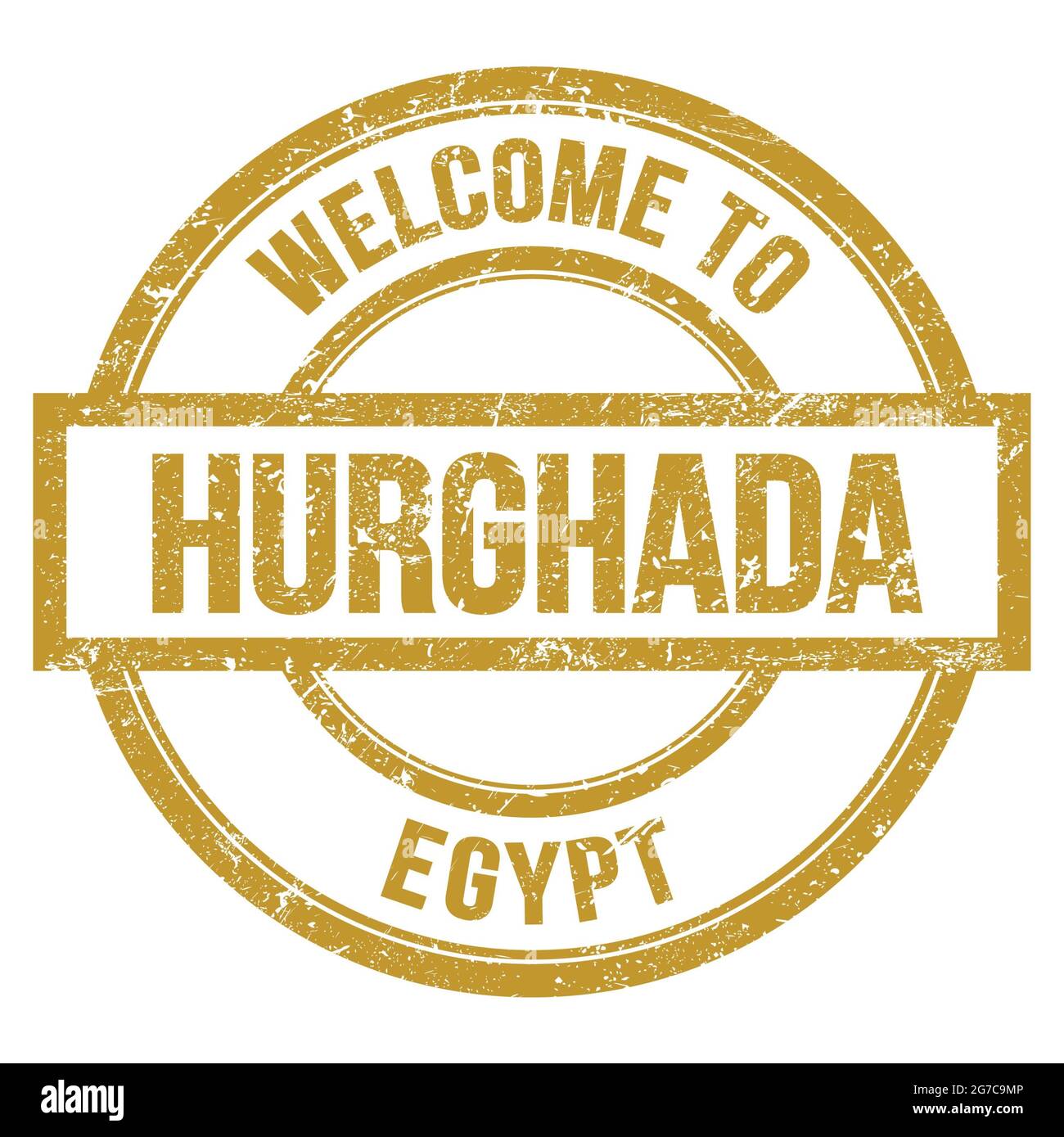 WELCOME TO HURGHADA - EGYPT, words written on dark yellow round simple ...