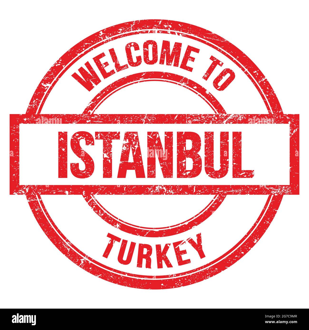WELCOME TO ISTANBUL - TURKEY, words written on red round simple stamp ...