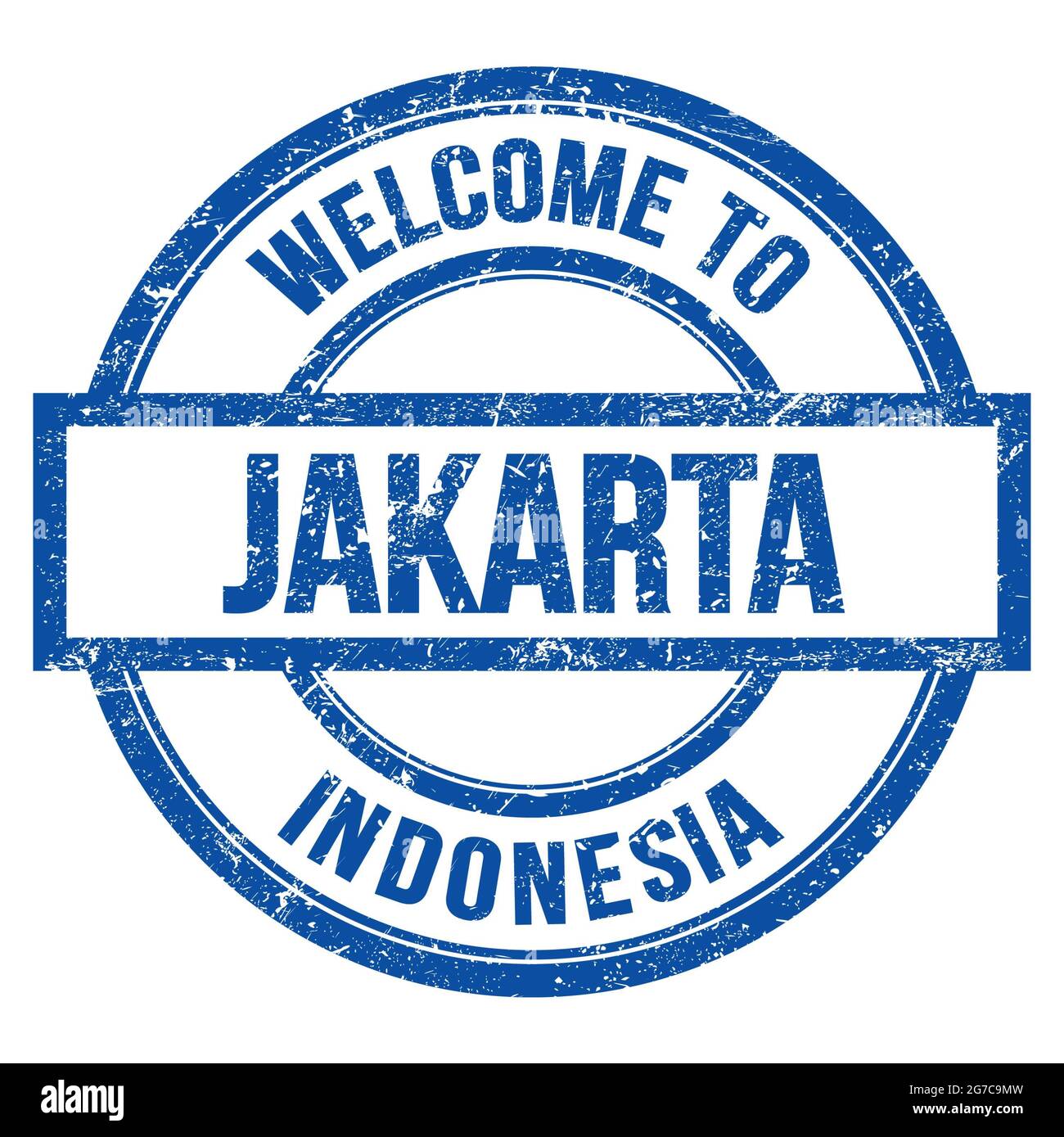 WELCOME TO JAKARTA - INDONESIA, words written on blue round simple ...