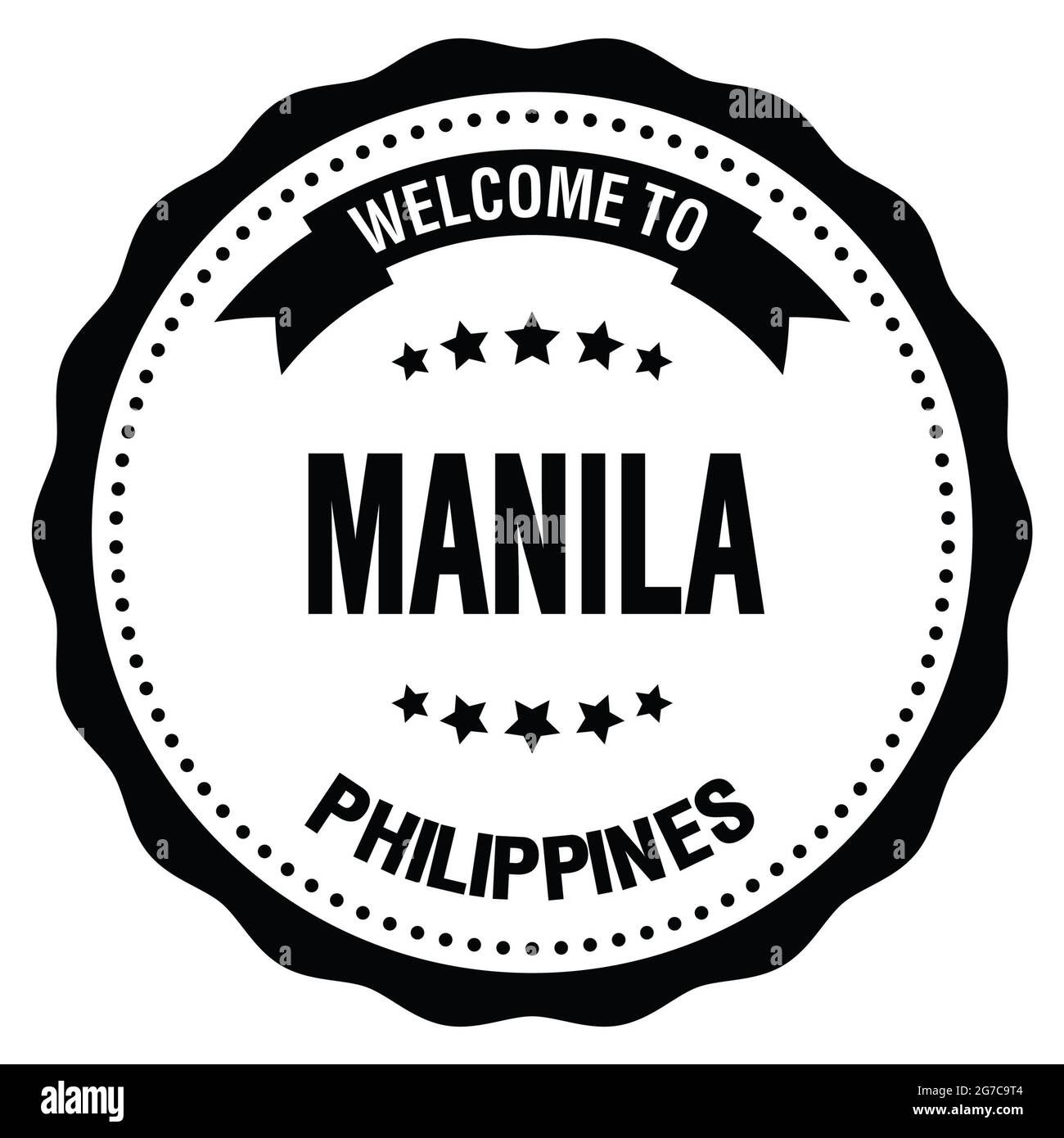 WELCOME TO MANILA - PHILIPPINES, words written on black round badge ...