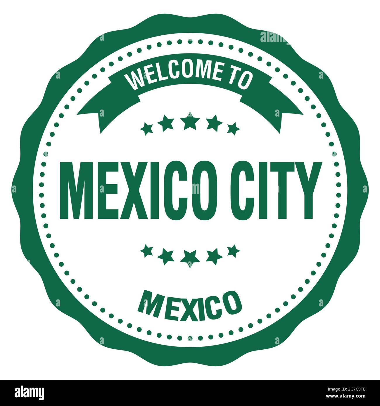 WELCOME TO MEXICO CITY - MEXICO, words written on green round badge ...