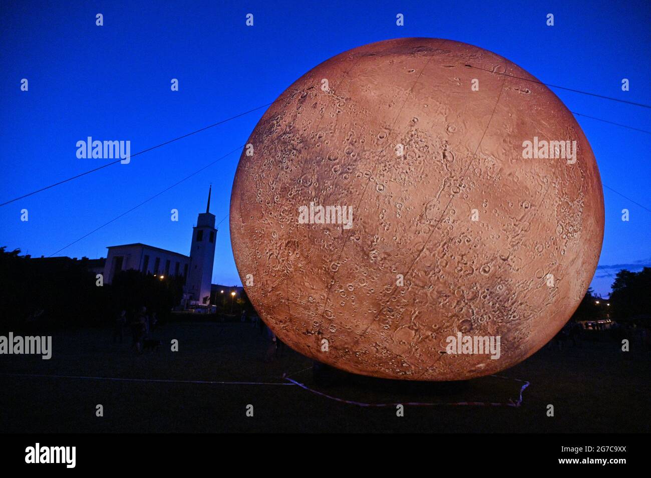 Brno, Czech Republic. 12th July, 2021. A giant inflatable model of the ...