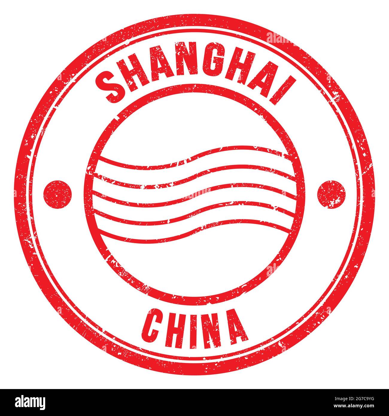 SHANGHAI - CHINA, words written on red round postal stamp Stock Photo ...