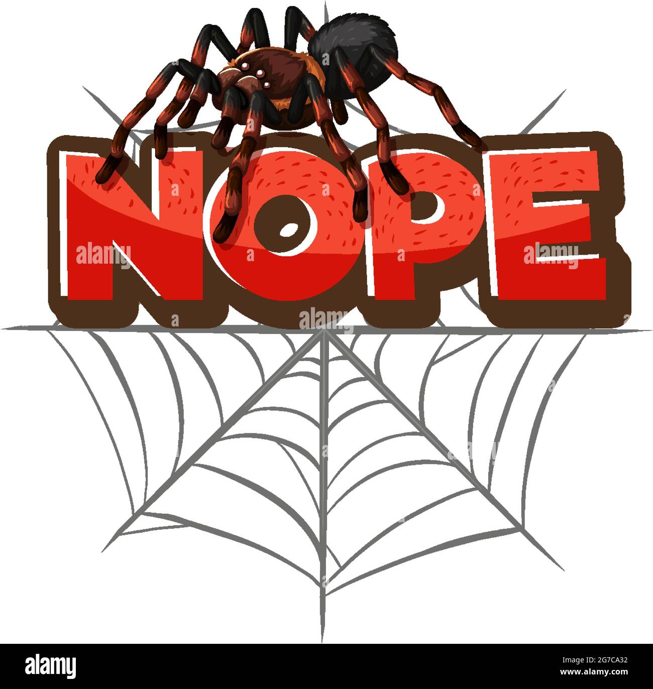 Spider cartoon character with Nope font banner isolated illustration ...
