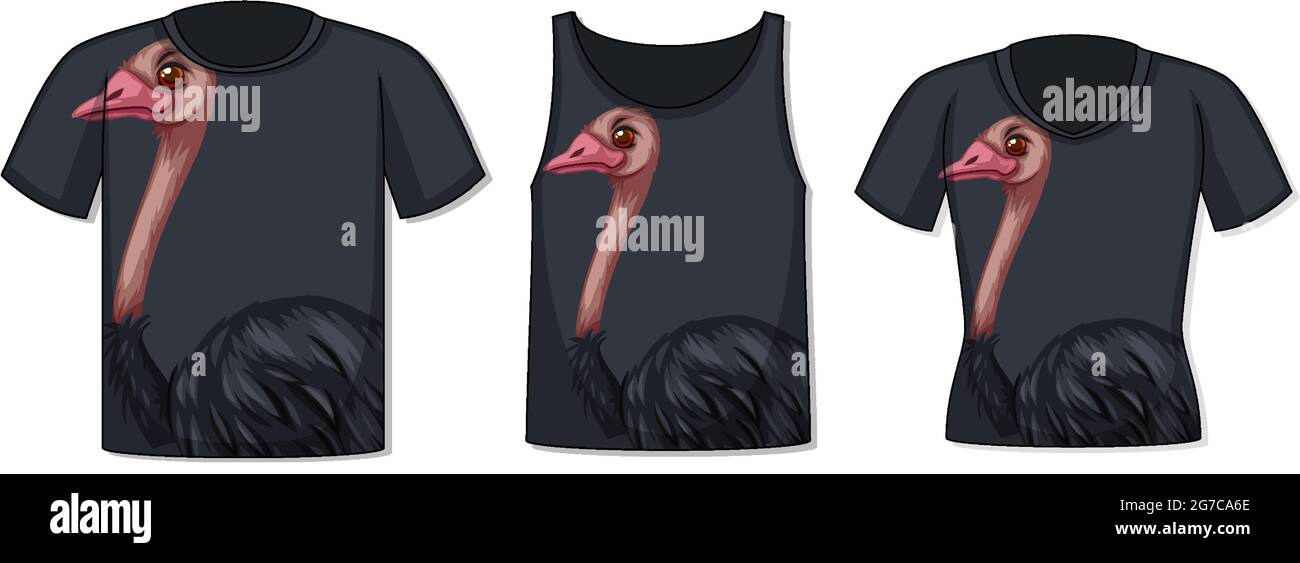 Front of t-shirt with ostrich template illustration Stock Vector Image ...