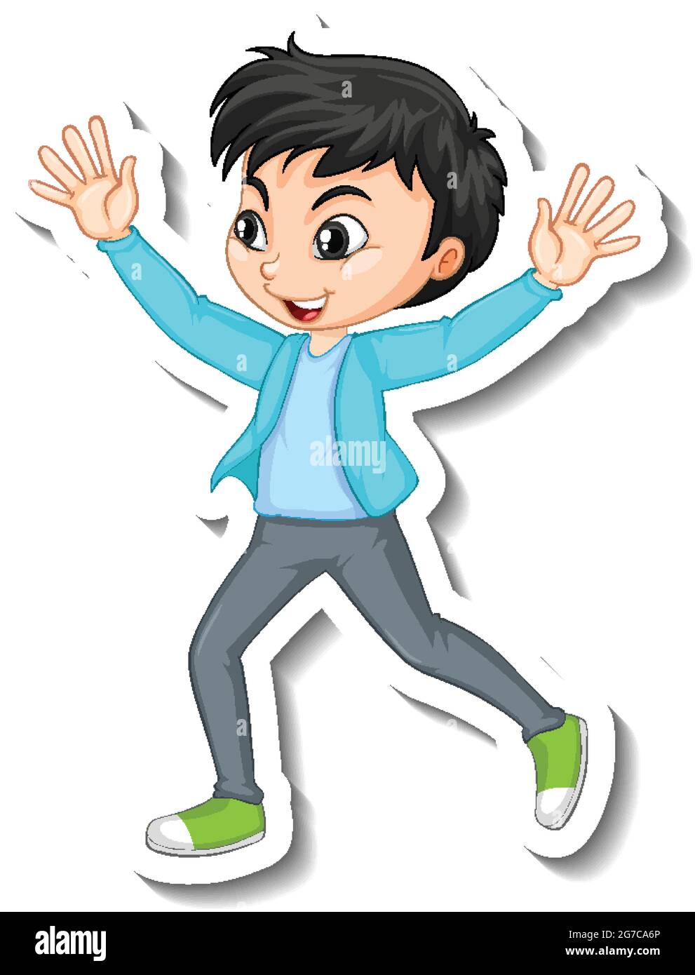Sticker design with character of a happy boy illustration Stock Vector ...