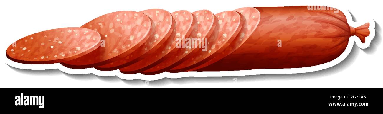 Salami sausage sticker on white background illustration Stock Vector ...