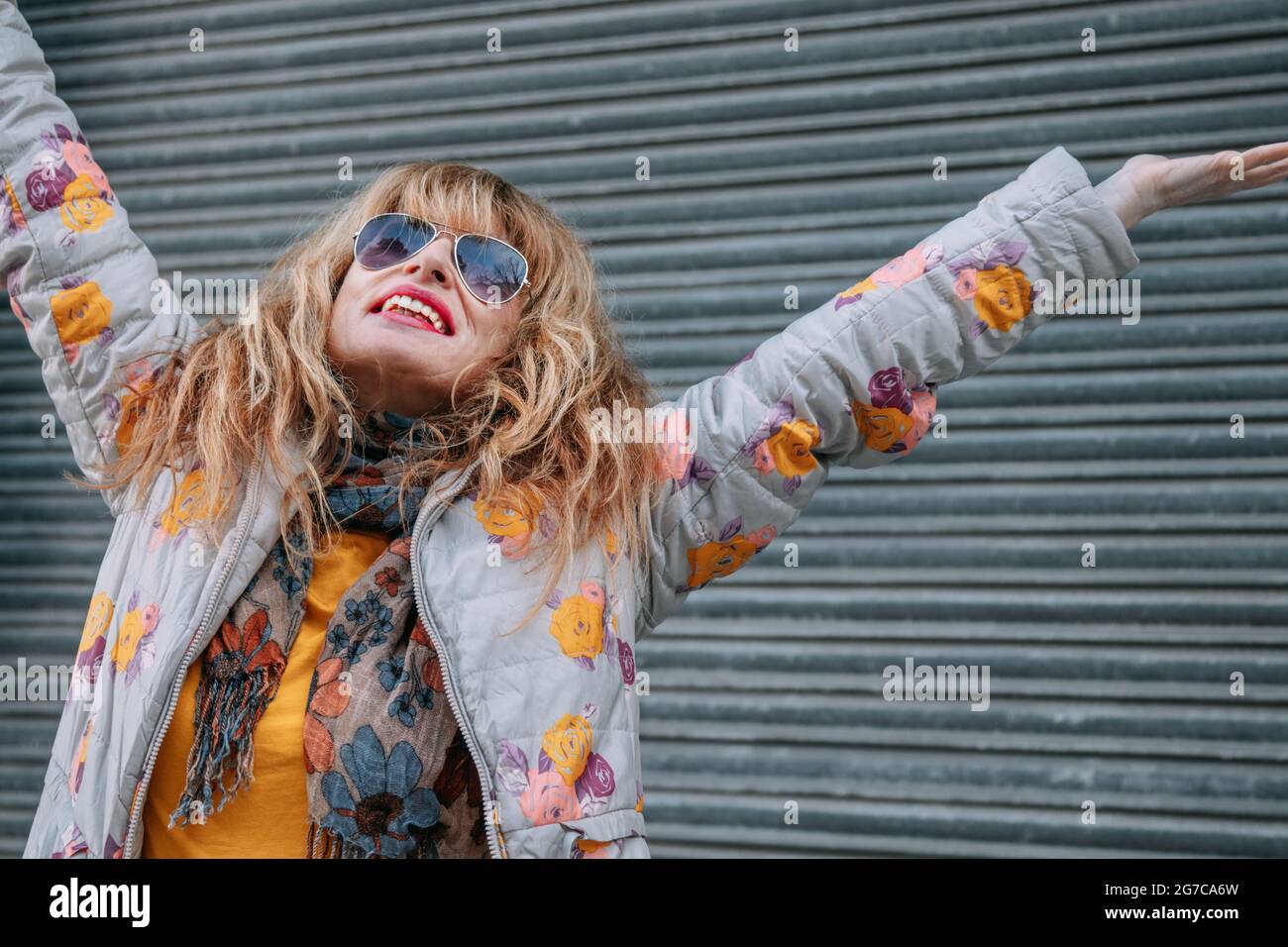happy woman enjoying with emotion Stock Photo - Alamy