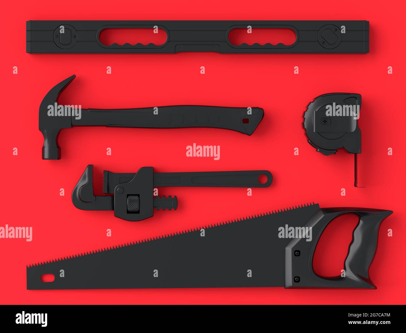 Top view of monochrome construction tools for repair and installation ...