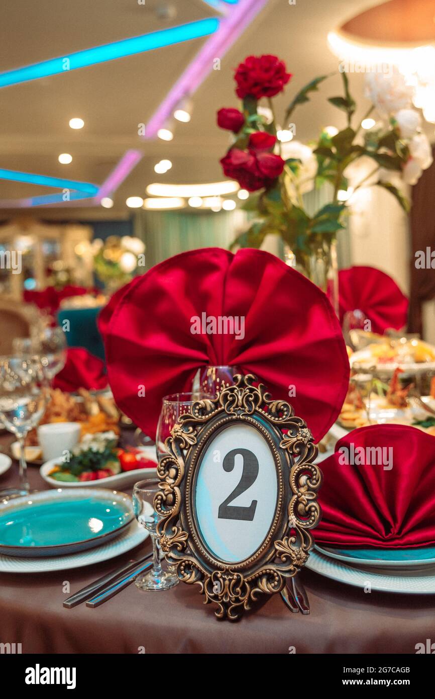 a sign for the reserve of tables in the restaurant Stock Photo - Alamy