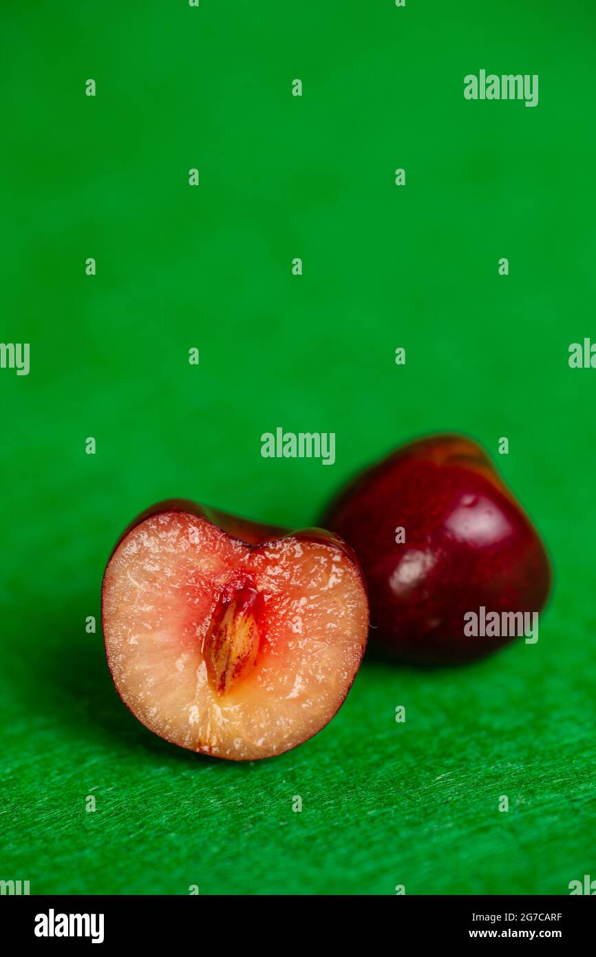 Green plum cross section hi-res stock photography and images - Alamy