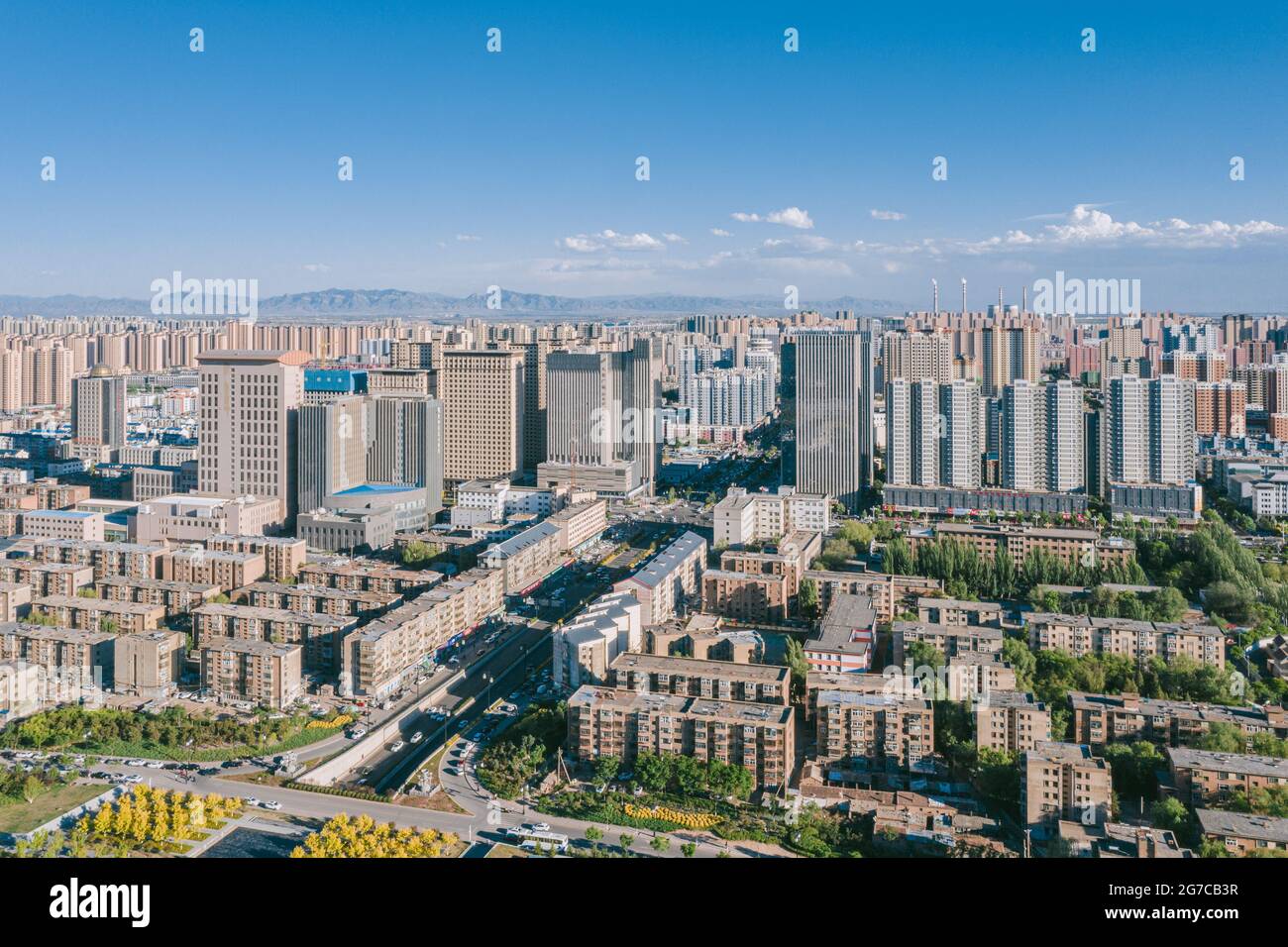 Aerial view of Datong modern cityscapes in Shanxi Province, China Stock ...