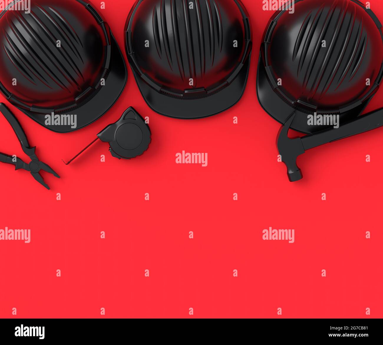 Top view of monochrome construction tools for repair and installation ...