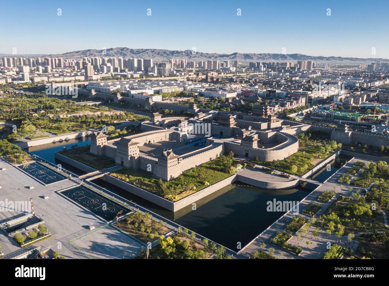 Aerial view of Shanxi Datong cityscapes and the old city wall Stock ...