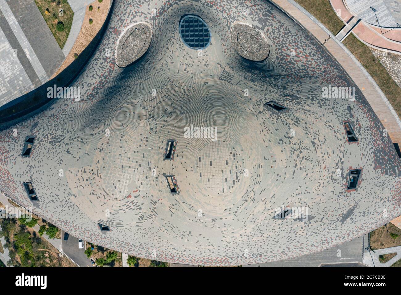 Aerial view of Datong Grand Theater, a modern building in Datong city ...
