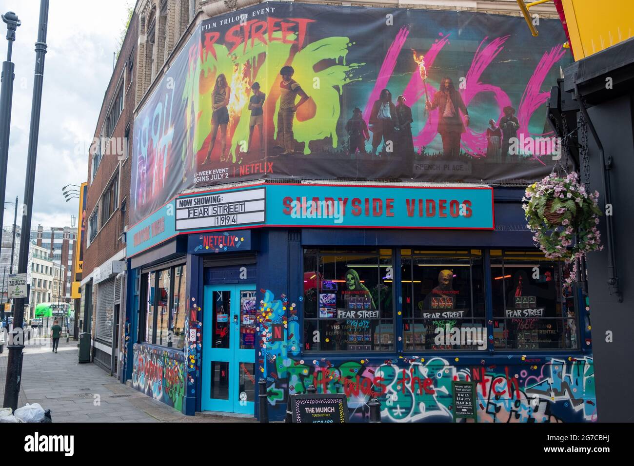 London- July 2021: Shadyside Video store on Shoreditch High Street, a ...