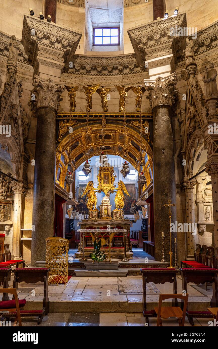 The interior of the ancient Cathedral of Saint Domnius in the ...