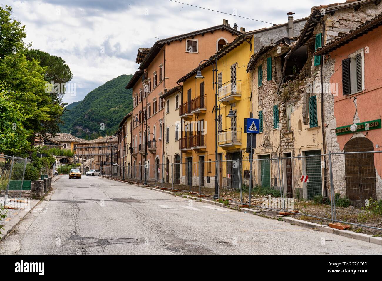 The historic center of Visso city at July 2020 after the earthquake of ...