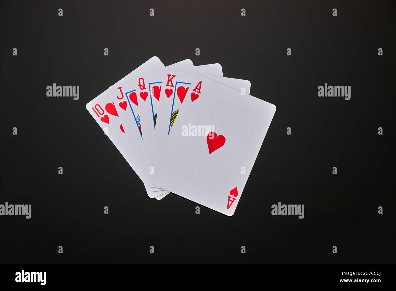 playing cards with flesh royale on dark reflective background Stock ...