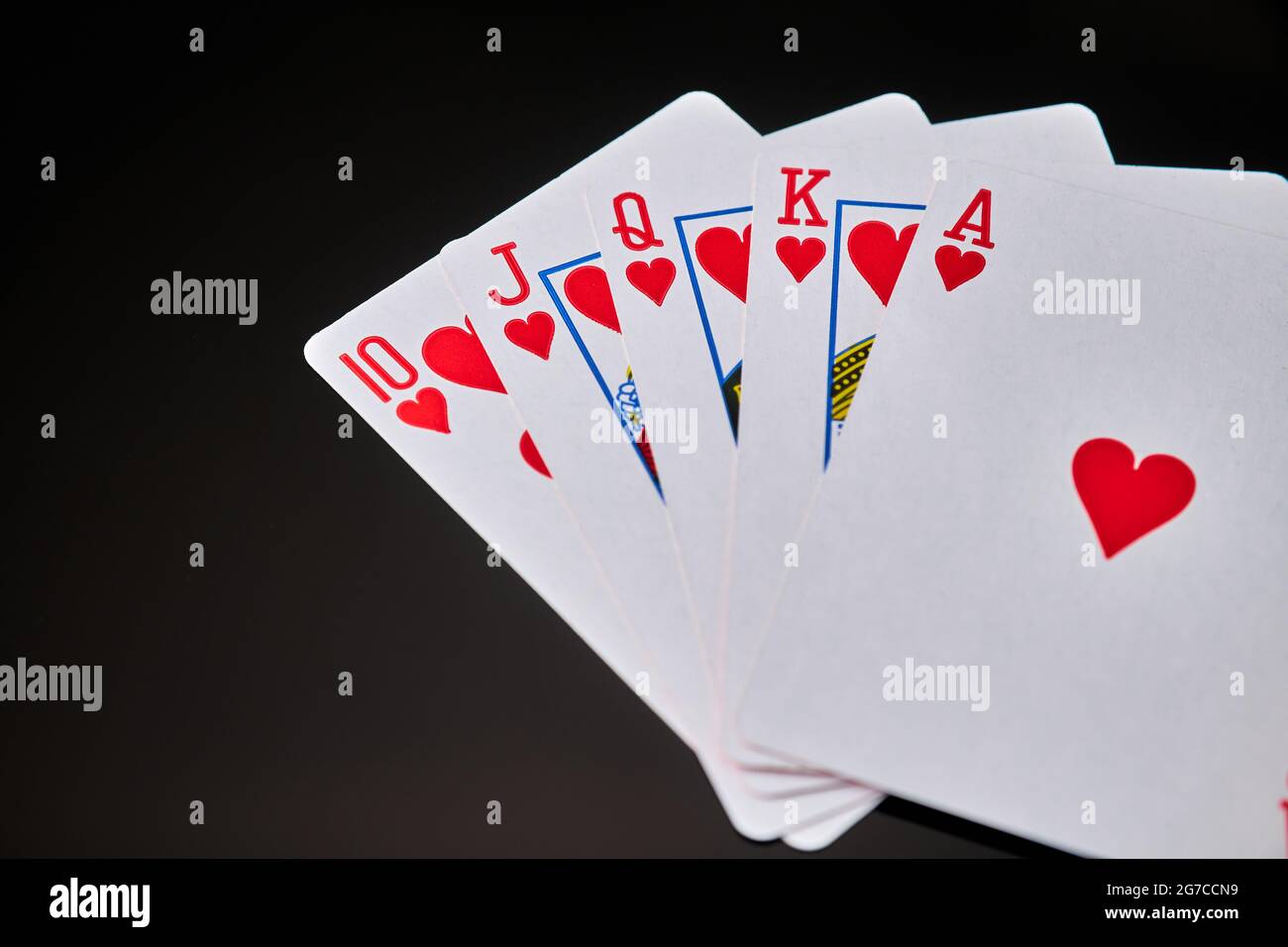 playing cards with flesh royale on dark reflective background Stock ...