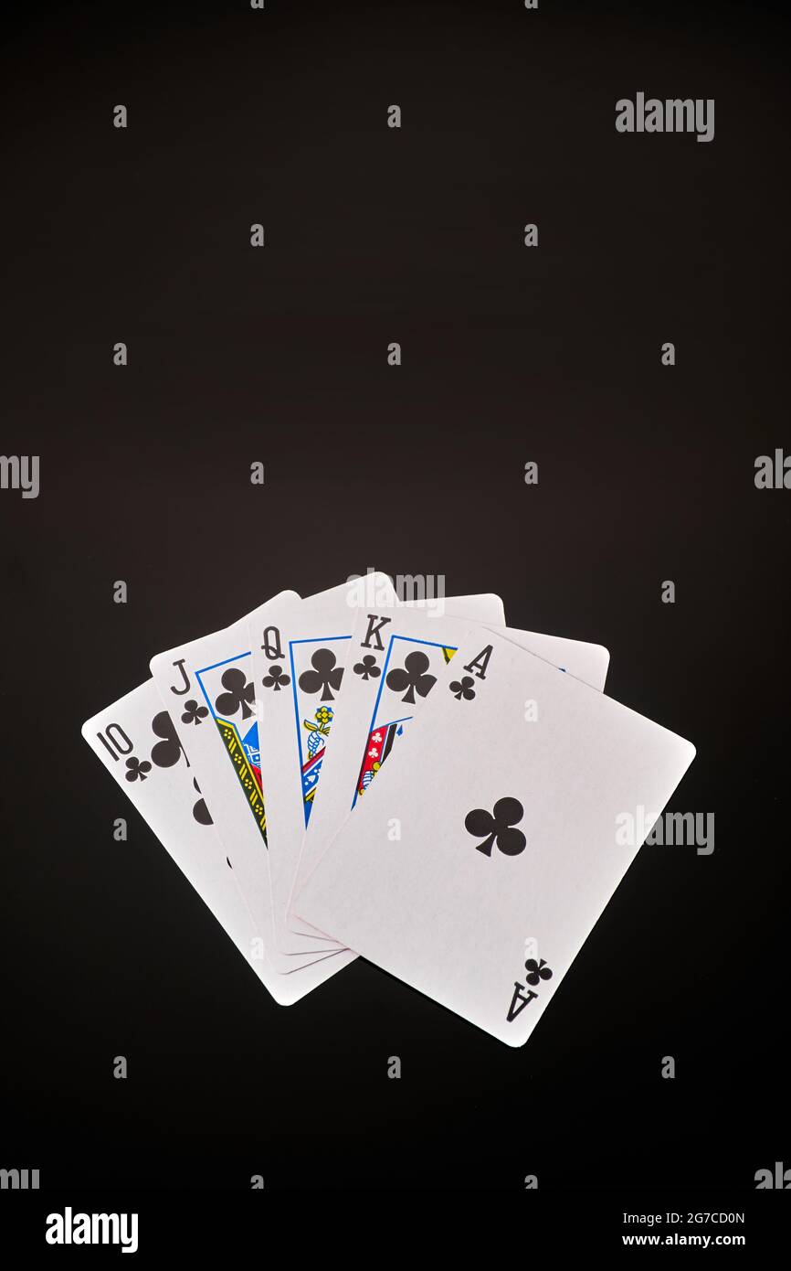 playing cards with flesh royale on dark reflective background Stock ...