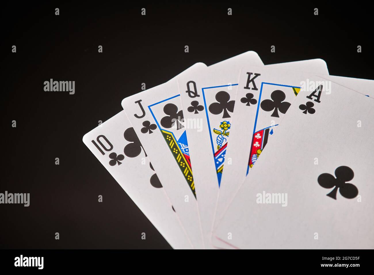 playing cards with flesh royale on dark reflective background Stock ...