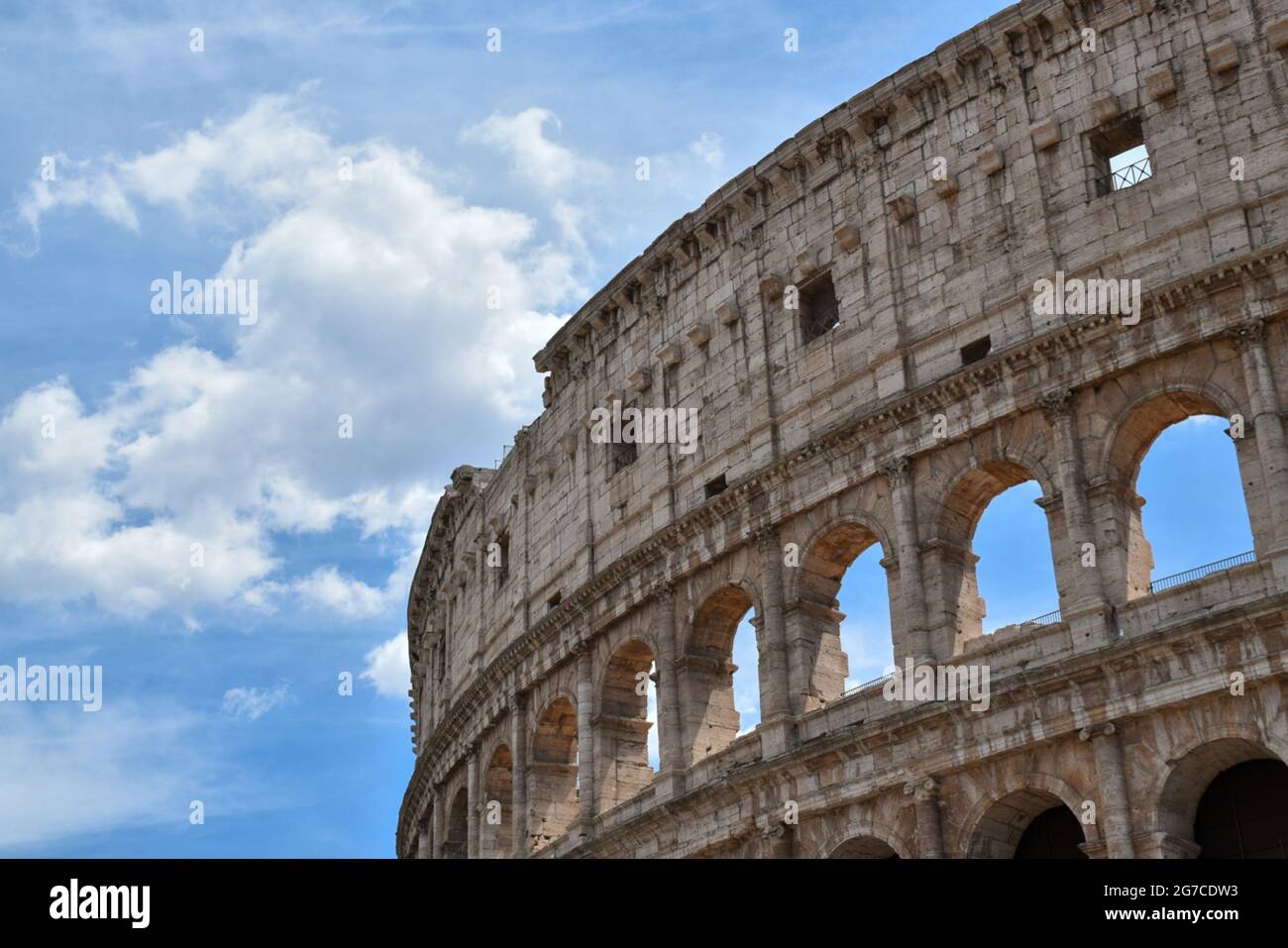 Detail of the famous Italian Colosseum monument in Rome, built in ...