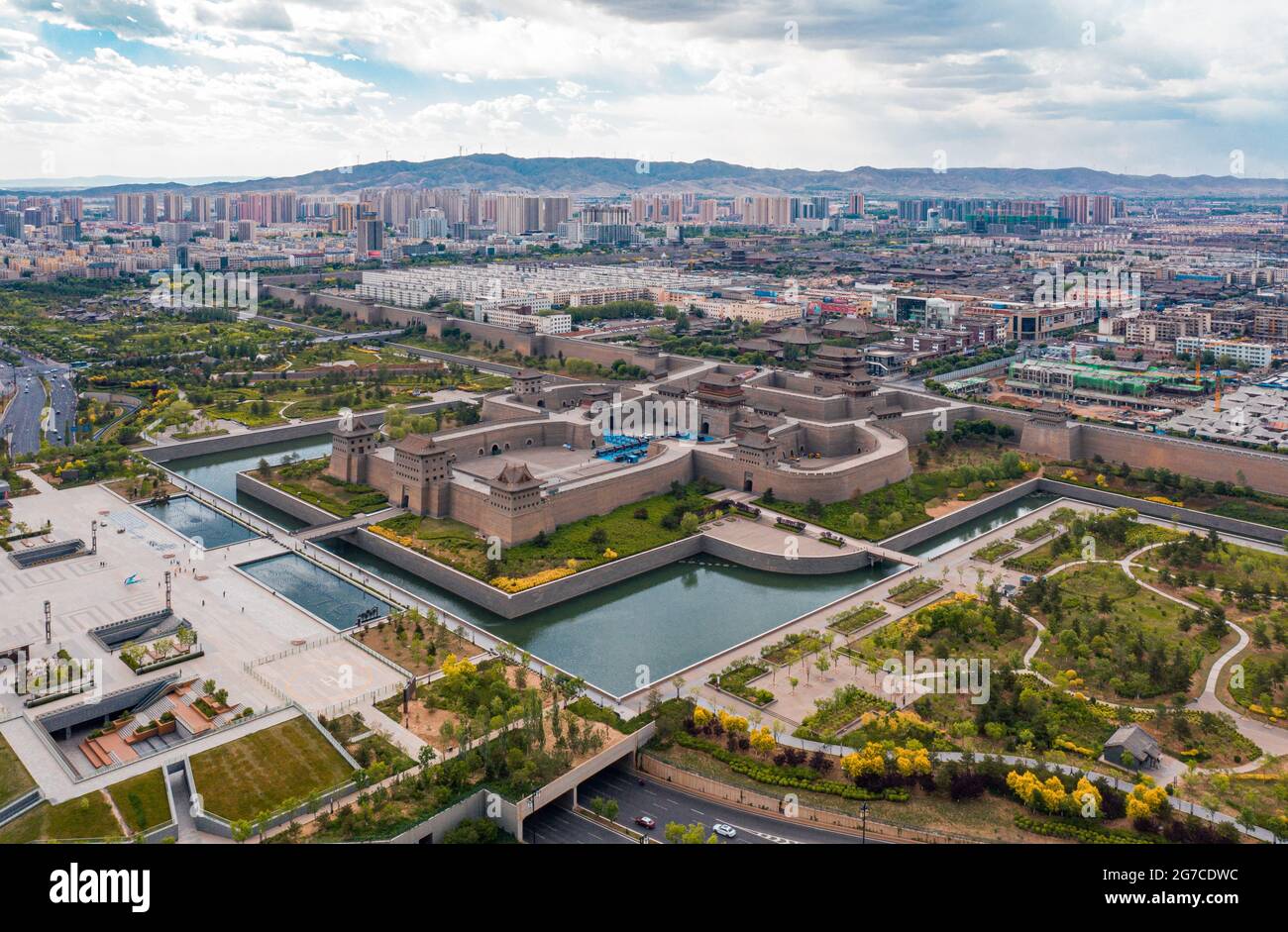 Aerial view of Shanxi Datong cityscapes and the old city wall Stock ...