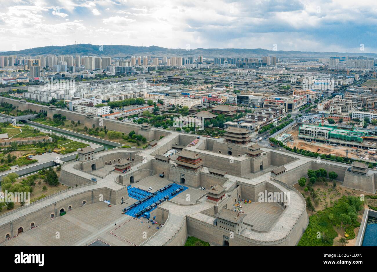 Aerial view of Shanxi Datong cityscapes and the old city wall Stock ...