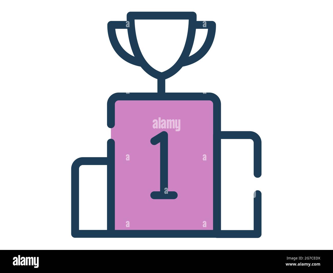 championship trophy single isolated icon with dash or dashed line style ...