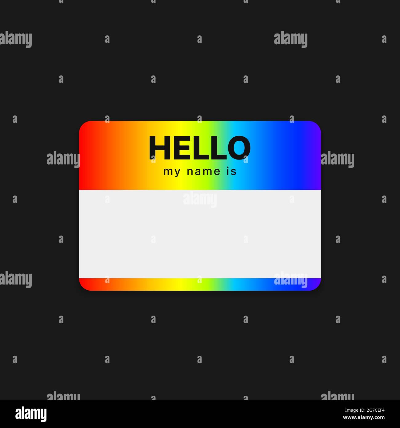Gradient Sticker with Phrase Hello my Name is. Introduction Card on ...