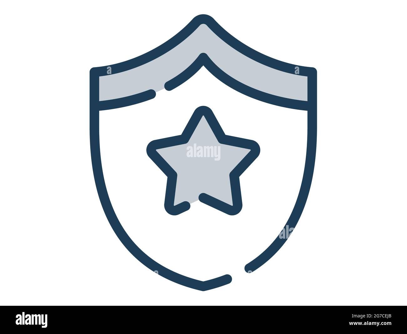 emblem badge star shield single isolated icon with dash or dashed line ...