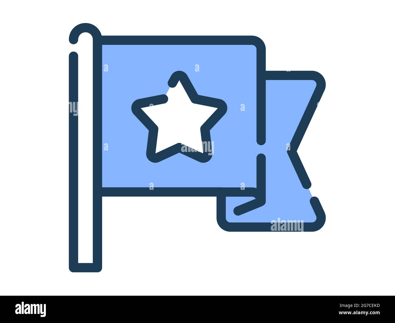 flag star single isolated icon with dash or dashed line style vector ...