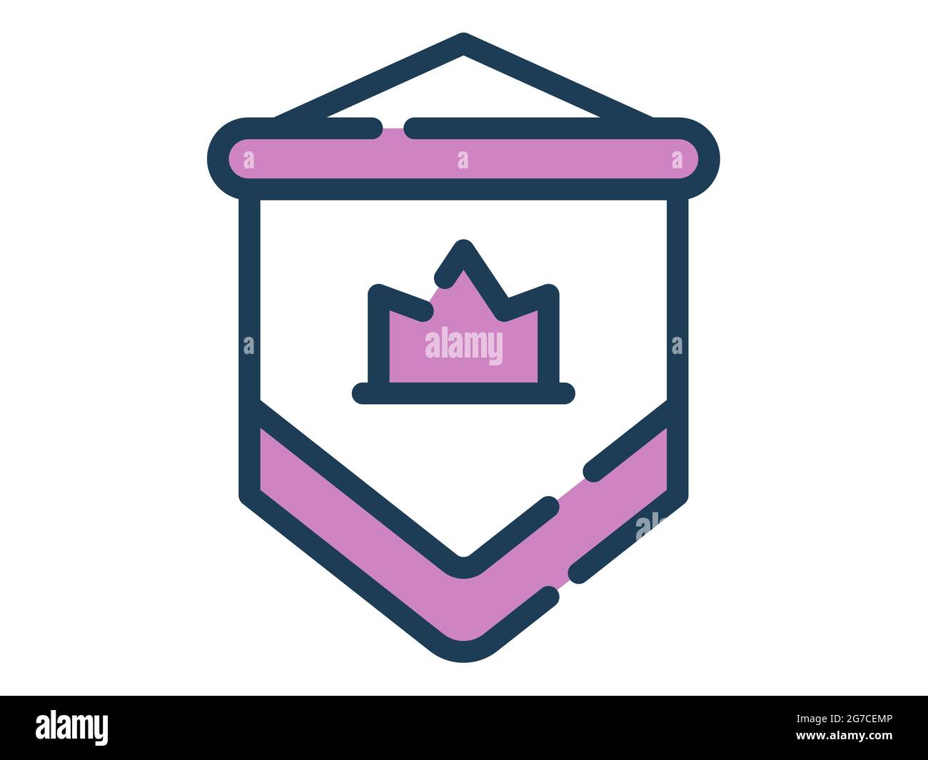 royal flag crown king single isolated icon with dash or dashed line ...