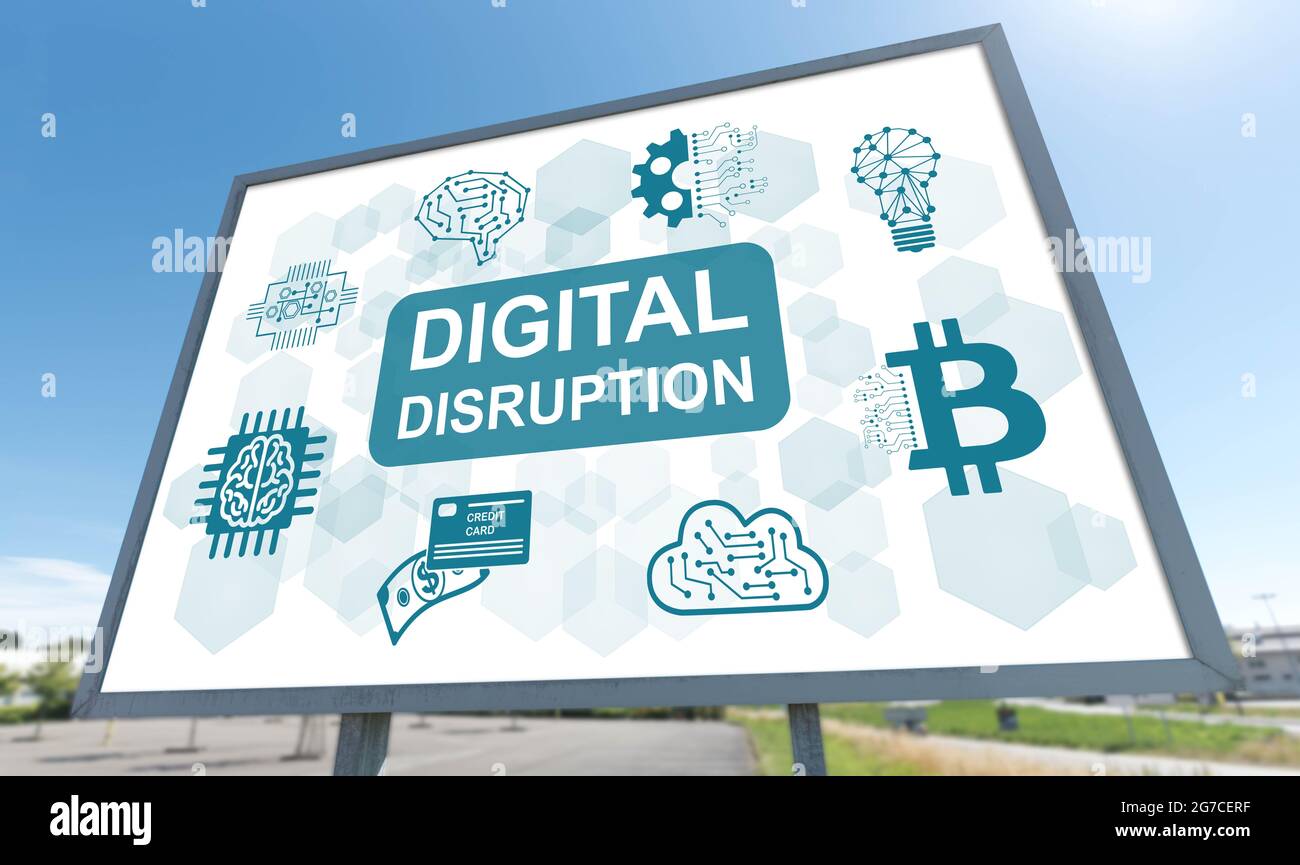 Digital disruption concept drawn on a billboard Stock Photo - Alamy