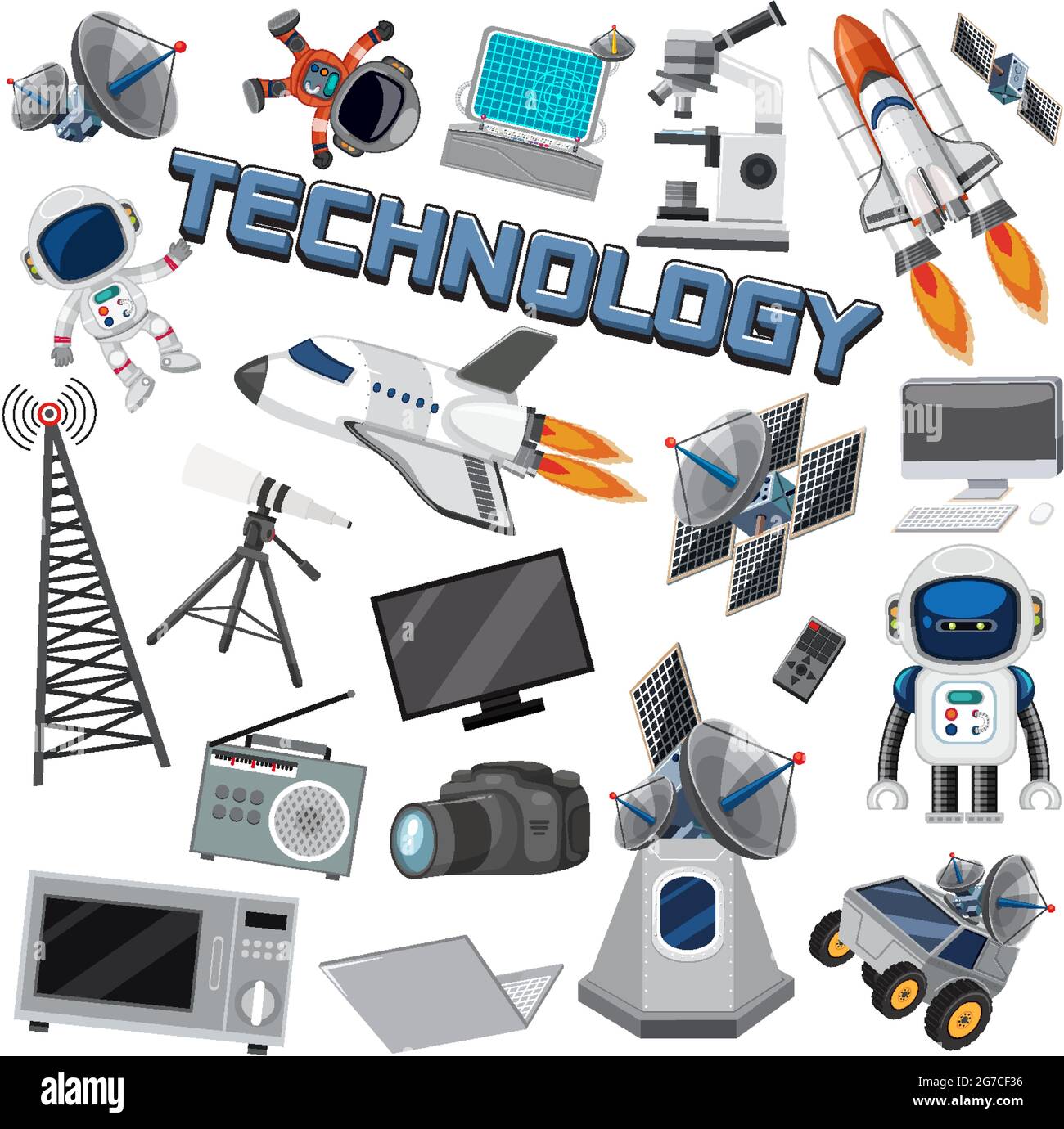 Technology text icon with elements illustration Stock Vector Image ...