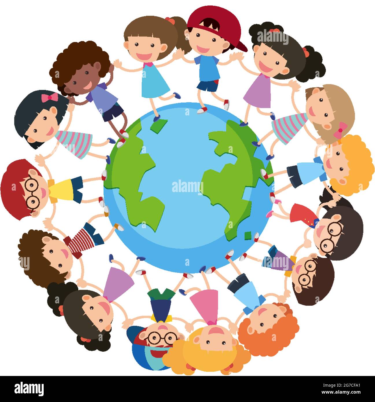 Kids Holding Hands Around The Earth