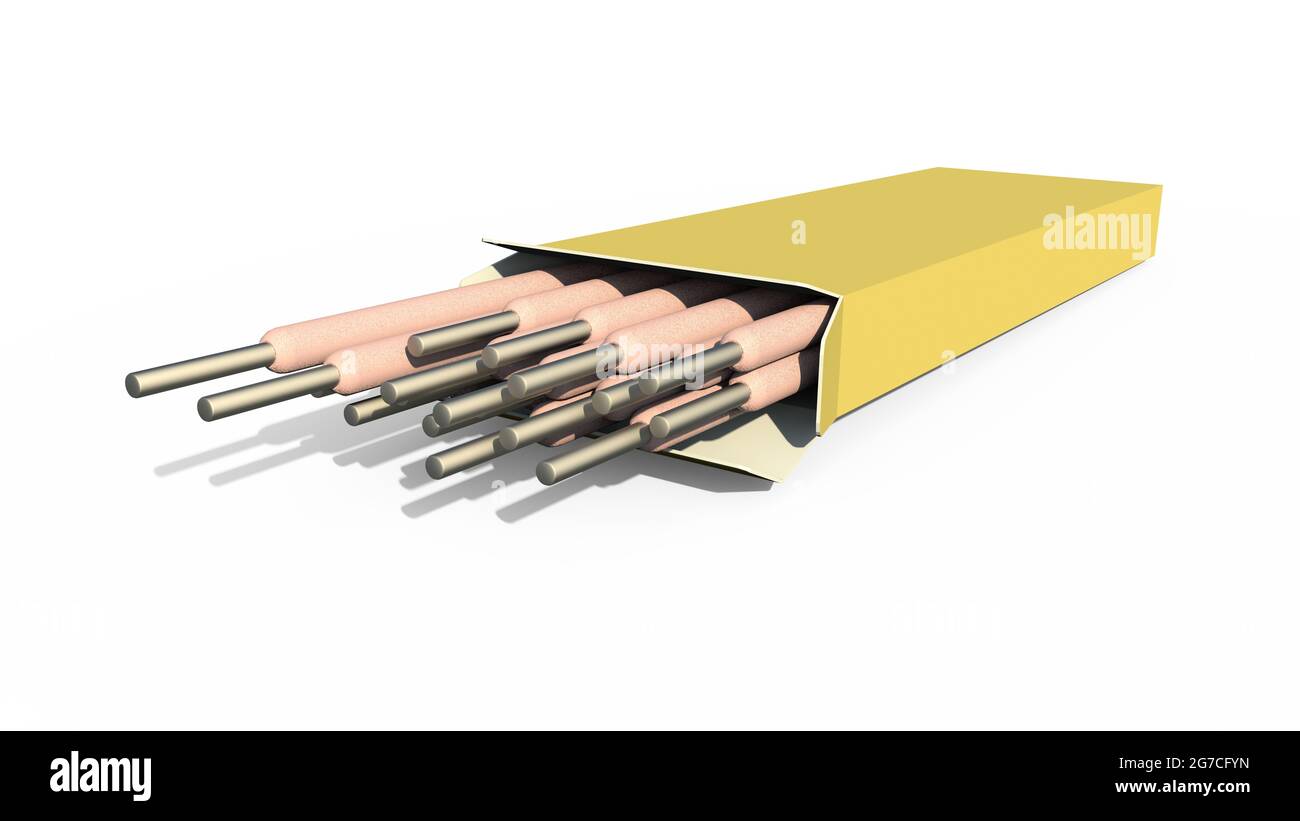 welding electrodes pack. isolated industrial 3D illustration Stock ...