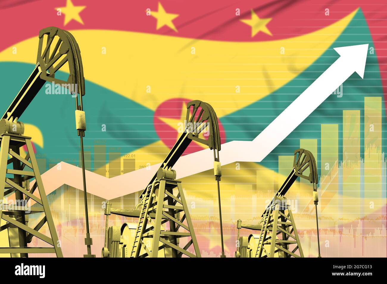 Grenada oil industry concept, industrial illustration - rising up chart ...