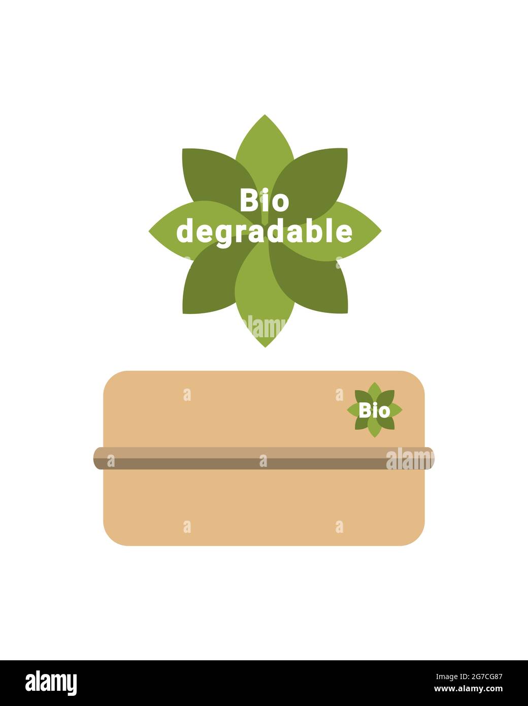 Biodegradable box, container, package. Logo sign emblem signal ecology ...
