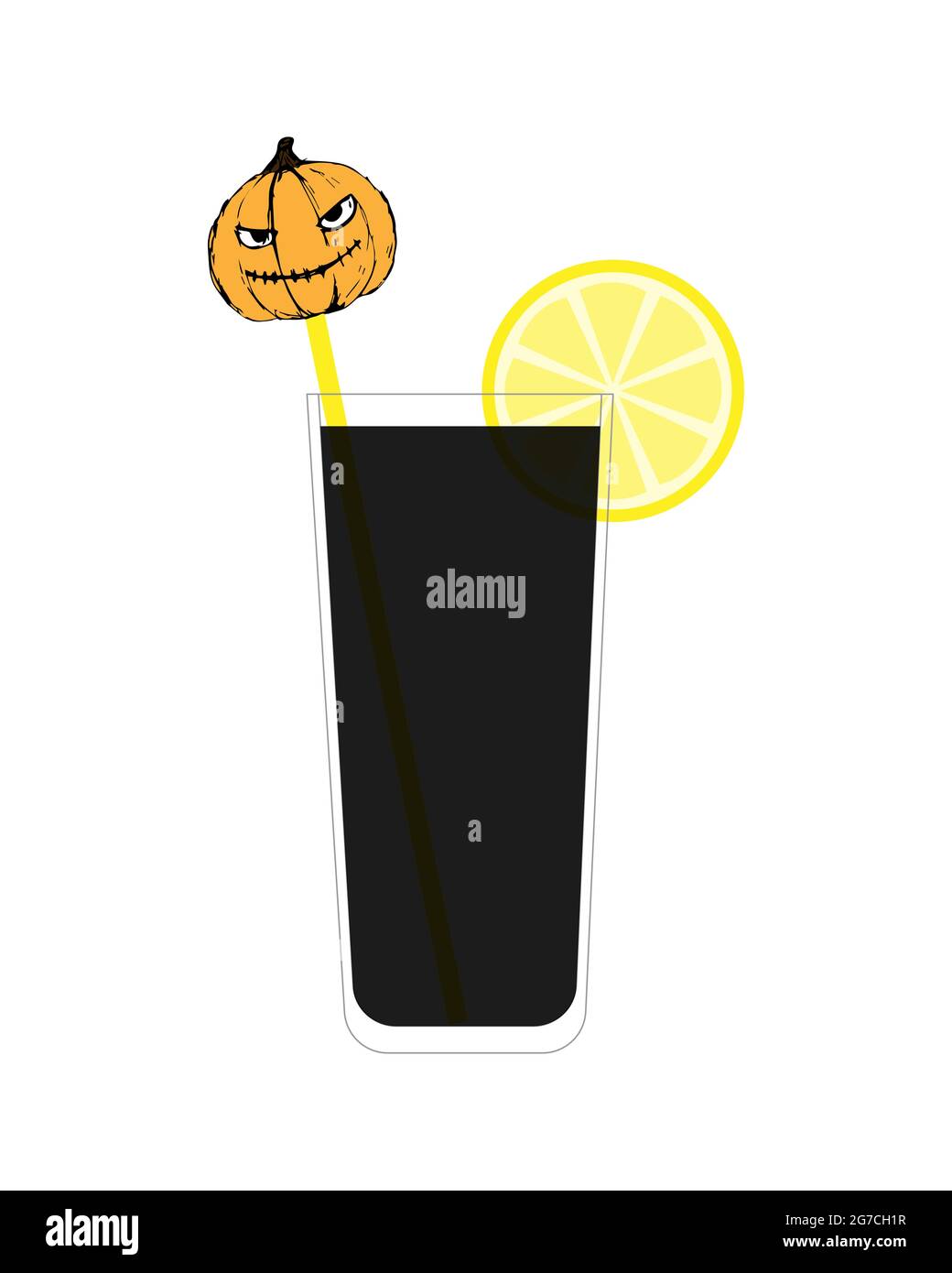 Black lemonade halloween holiday with lemon and pumpkin. Pumpkin ...