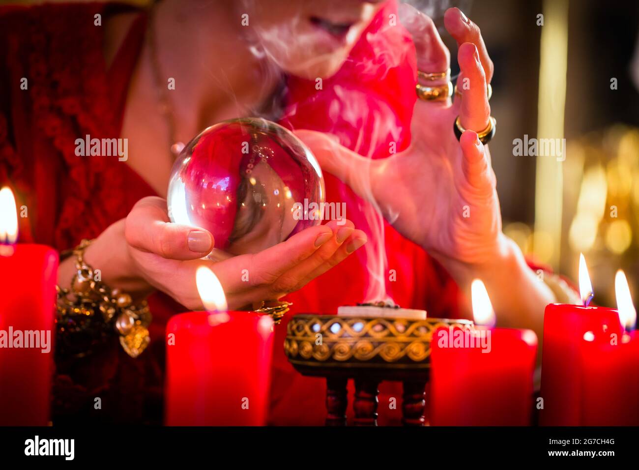 Fortuneteller or esoteric Oracle, sees in the future by looking into ...