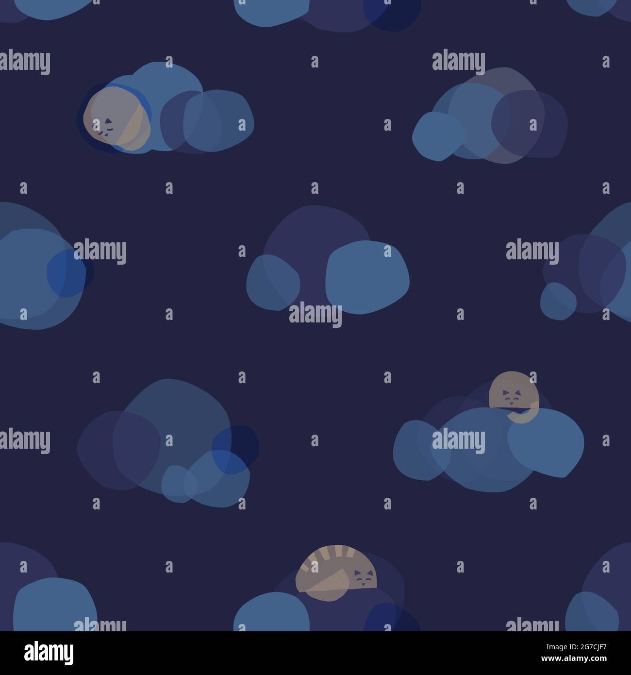 Cute cats sleep on the clouds. Seamless pattern for textiles, paper ...