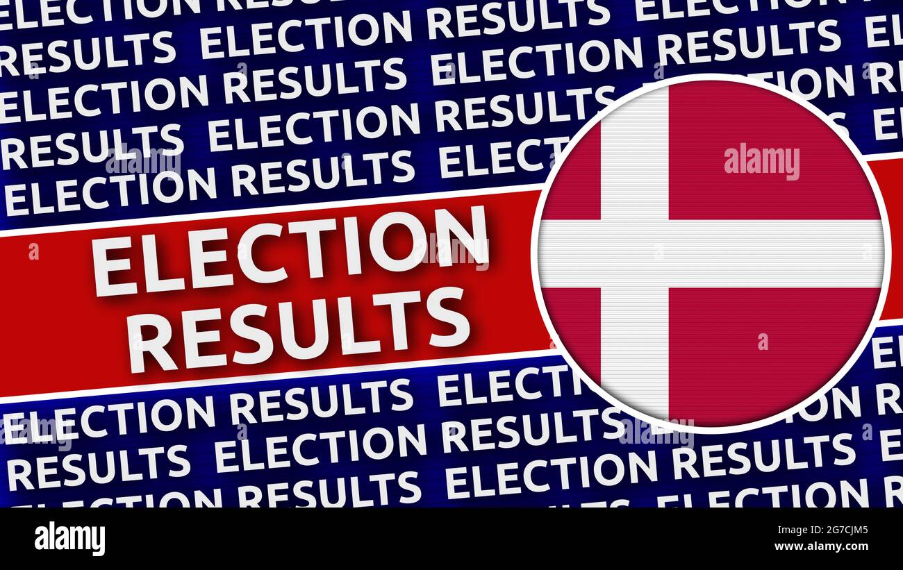 Denmark Circular Flag with Election Results Titles - 3D Illustration ...