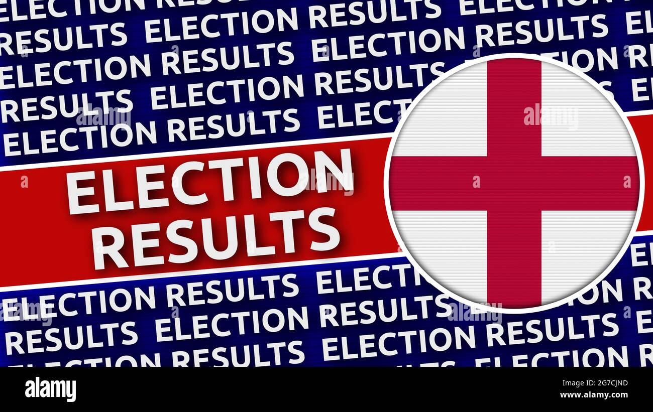 England Circular Flag with Election Results Titles - 3D Illustration ...