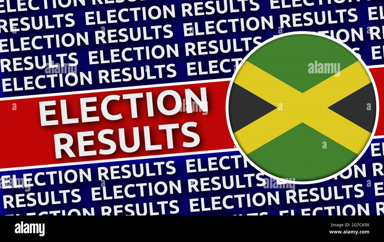 Jamaica Circular Flag with Election Results Titles - 3D Illustration ...