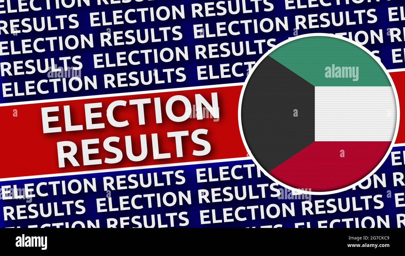 Kuwait Circular Flag with Election Results Titles - 3D Illustration ...