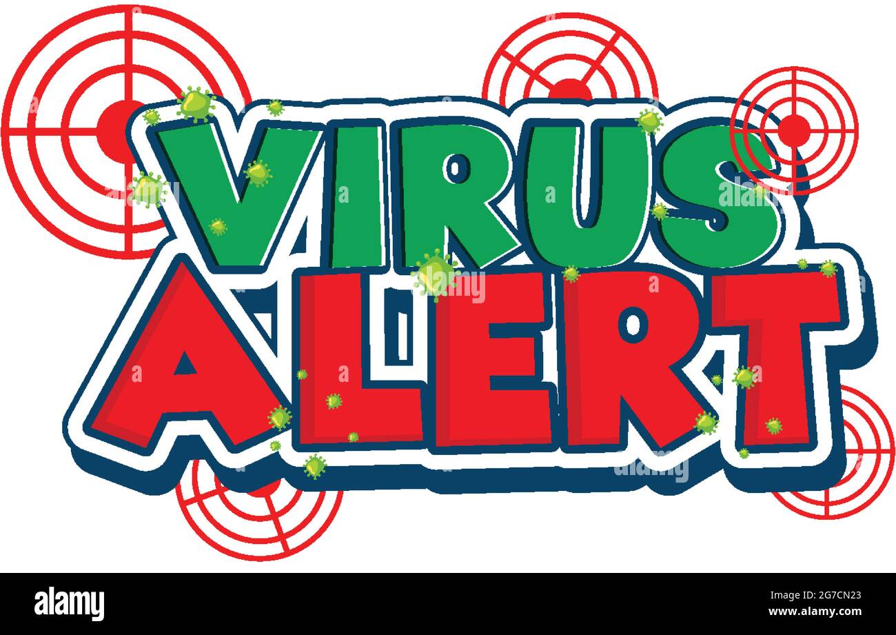 Virus Alert font design isolated on white background illustration Stock ...