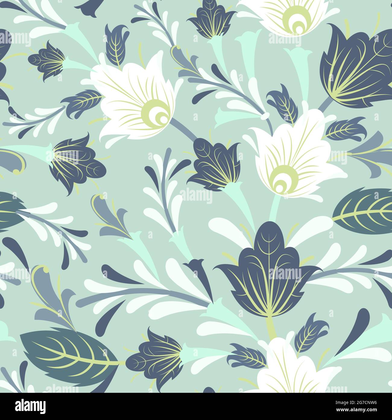 Floral ornament. Seamless pattern. Nice interlacing of branches and ...