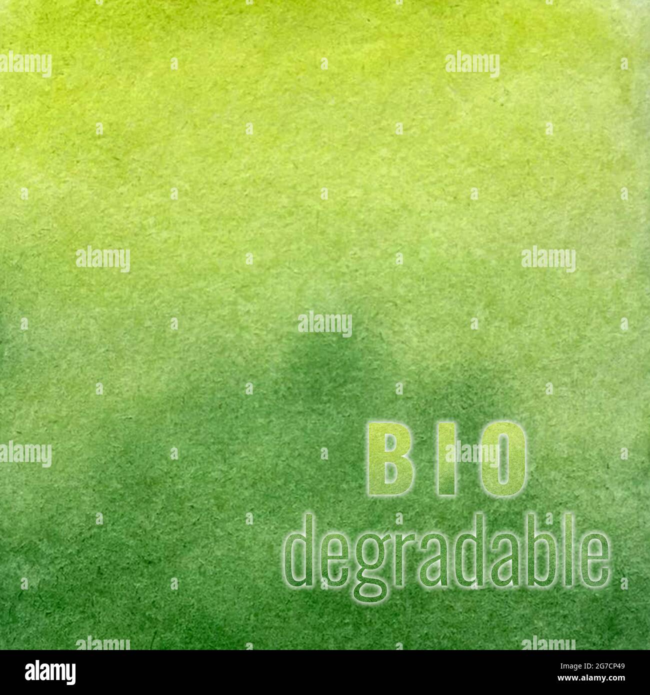 Biodegradable lettering on a green background. Handmade watercolor ...
